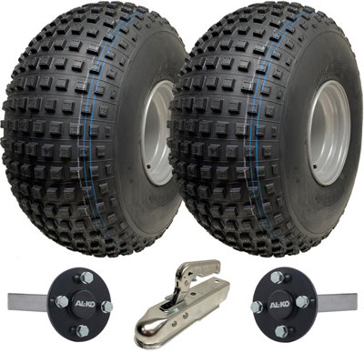 25x12.00-9 Knobby ATV Quad Trailer Kit Wheels ALKO Axles Hitch Capacity ...