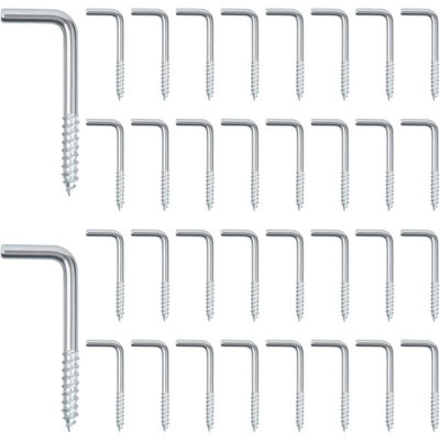 25x13x25mm 100Pcs L Hook Bolts Right Angle Screw Hook L Shaped Straight ...