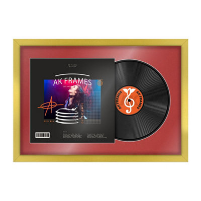 25X17" GOLD SLEEK VINYL RECORD FRAME WITH CRIMSON MOUNT FOR 12 INCH LP ...