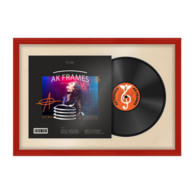 25x17" Red Classic Vinyl Record Frame With Ivory Mount for 12 Inch LP ...