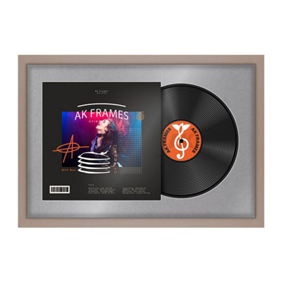 25x17" Rose Gold Modern Vinyl Record Frame With Mid Grey Mount for 12 ...