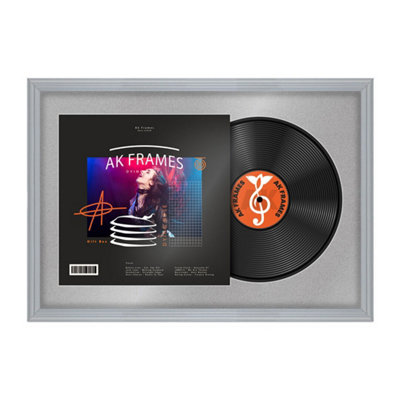 25x17" Silver Classic Vinyl Record Frame With Silver Mount for 12 Inch ...