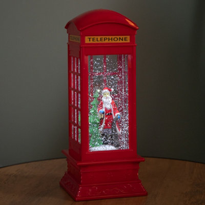 26.5cm Christmas Water Spinner Telephone Box Design with Santa Scene ...