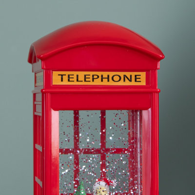 26.5cm Christmas Water Spinner Telephone Box Design with Santa Scene ...