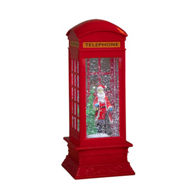 26.5cm Christmas Water Spinner Telephone Box Design with Santa Scene ...