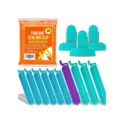 26 Pack Reusable Food Storage Bag Clips Assorted Sizes for Sealing ...