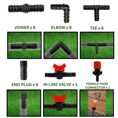 26-Pc Ultimate Garden Irrigation Kit 13mm Pipe Connectors Drip System ...