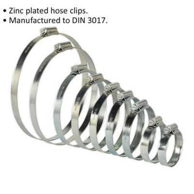 26 Pc Zinc Plated Hose Clip Assortment - 44 to 160mm - External Pressed ...