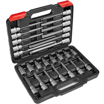 26-Piece Long/Short Internal Multi-Tooth Socket Set - black/red | DIY ...
