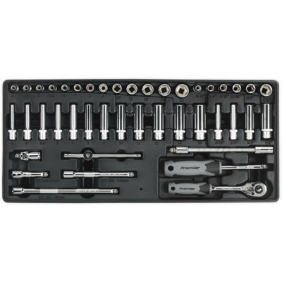 26 Piece PREMIUM 1/4" Sq Drive Socket Set with Modular Tool Tray - Tool ...