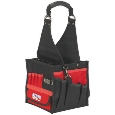 26 Pocket Red Technicians Tool Bag - Portable Utility Case 200x220x230mm