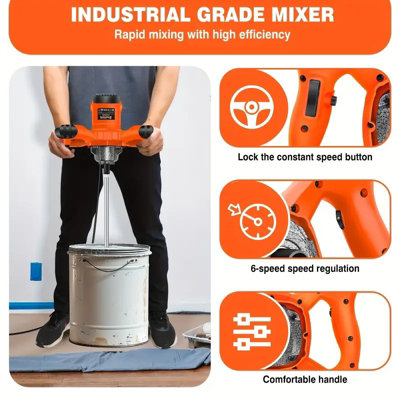 2600W Handheld Paddle Mixer Concrete Mixer, Portable Concrete Cement ...