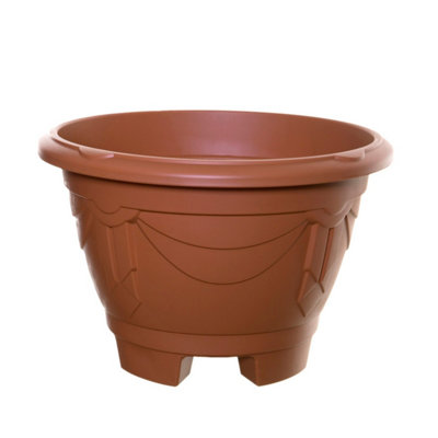 26cm Flower Pot Venetian Round Planter Legged Plastic Terracotta Outdoor 4L
