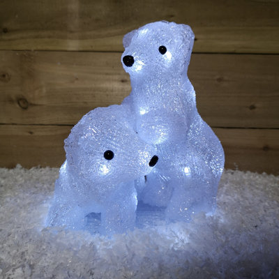 26cm Frosted Acrylic LED Polar Bears Playing Christmas Indoor or ...