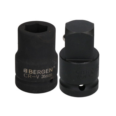 26mm Metric 3/4" or 1" Drive Deep Impact Socket 6 Sided With Step Up ...