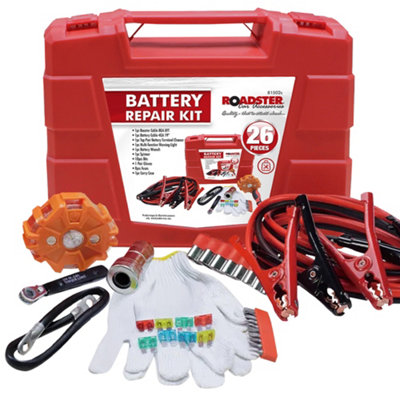 26PC CAR BATTERY REPAIR KIT VAN MOTORBIKE JUMP START TERMINAL FUSE WITH ...