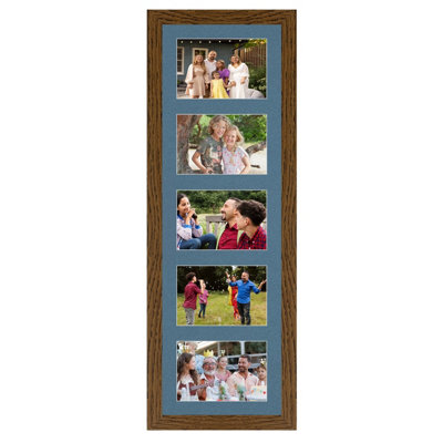 26X8 Dark Oak Modern Multi Photo Frame with Pompadour Mount - Holds 5 ...