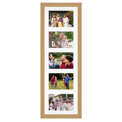 26X8 Light Oak Modern Multi Photo Frame with White Mount - Holds 5 ...