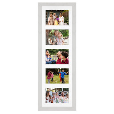 26X8 White Ash Modern Multi Photo Frame with White Mount - Holds 5 ...
