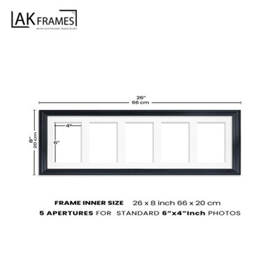 26X8 WHITE CLASSIC MULTI PHOTO FRAME WITH POMPADOUR MOUNT - HOLDS 5 ...