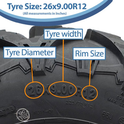 26x9.00R12 (225/75R12) 6ply ATV Tyres OBOR Cornelius 66J Road Legal ...