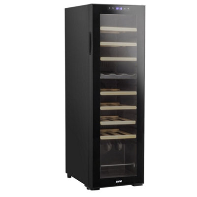 27 Bottle Dual Zone Freestanding Wine Cooler Fridge - LED Backlit BLACK ...