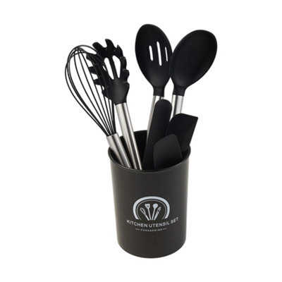 27-Piece Black Silicone Kitchen Cooking Utensil Set