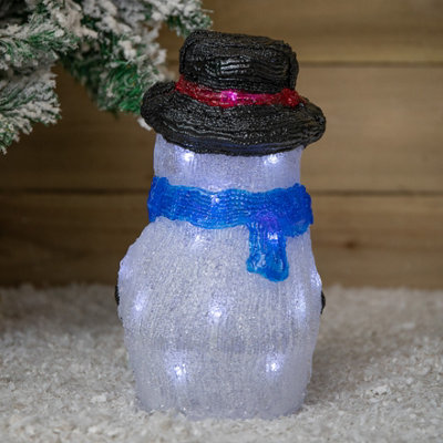 27cm Battery Operated LED Light up Acrylic Christmas Snowman Decoration