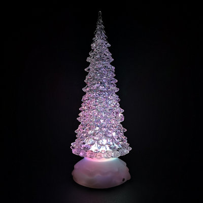 27cm Dual Power LED Christmas Glitter Water Spinner Colour Changing Tree