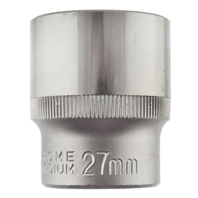 27mm 1/2" Dr Socket Super Lock Metric Shallow CRV Knurl Grip 6 Point ...