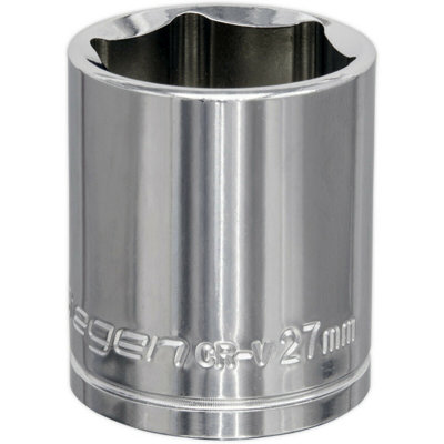 27mm Chrome Plated Drive Socket - Durable 1/2 Inch Square Drive Tool ...