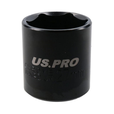 27mm Shallow Impact Socket 1/2" Drive 6 Point 36mm Length Chrome ...