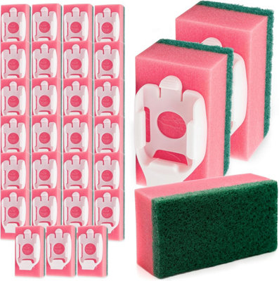 27pk Sponge Refill Heads for Liquid Handle Brush Dishmop Style Scrubber ...