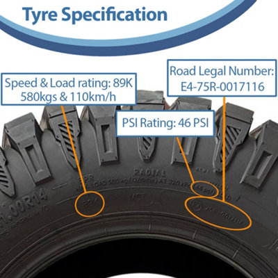 27x11.00R14 (275/60R14) ATV Tyre 8ply WL09 OBOR Predator 89K E-Marked ...