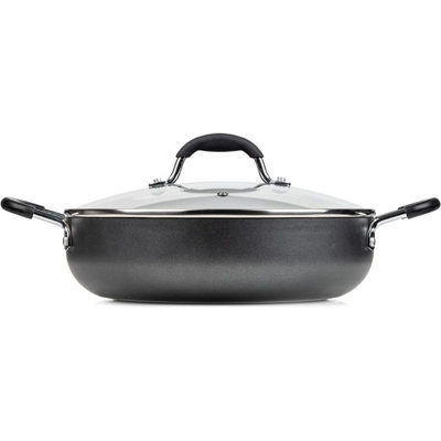 28 cm (8") Grey Non Stick Aluminium Shallow Casserole Saute Pan Pot ...