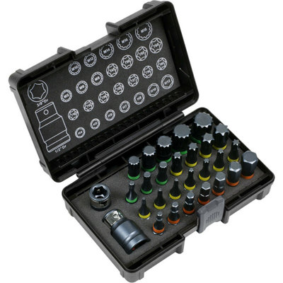 28 PACK TRX Hex Spline IMPACT Bit Set - 3/8" & 1/2" Square Drive Socket ...