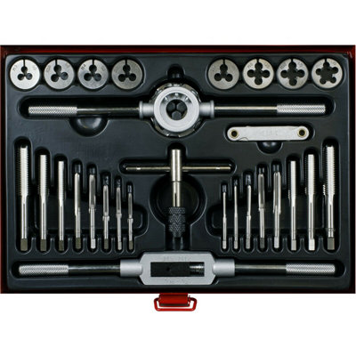28-Piece Metric Tap and Die Set for Precision Threading - M3 to M12