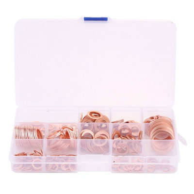 280-Piece Assorted Solid Copper Crush Washer Kit with 12 Sizes and ...
