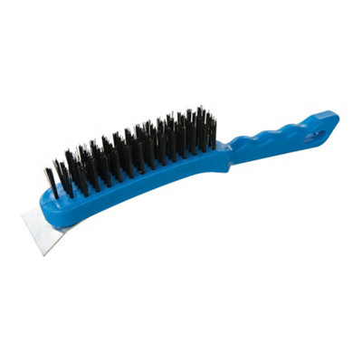 280mm 5 Row Steel Wire Brush & Scraper Rust Paint & Scale Removal Hand ...