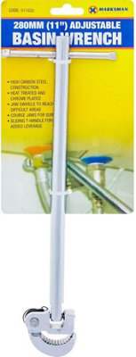 280Mm Self Adjustable Basin Wrench Plumbing Tool Sink Tap Spanner ...