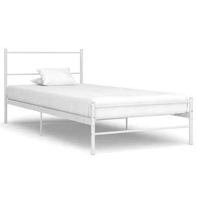 284692 Vidaxl Bed Frame Without Mattress White Metal 90x200 Cm