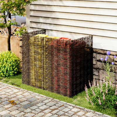 284cm W x 115cm H Trash Bins Fence Willow Wheelie Bin Screen with Metal ...