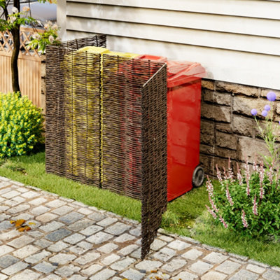 284cm W x 115cm H Trash Bins Fence Willow Wheelie Bin Screen with Metal ...