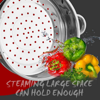 28cm 3 Tier Steam Cooker Steamer Pan Cook Food Veg Pot Stainless Steel
