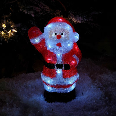 28cm Battery Operated LED Light up Acrylic Christmas Santa Decoration ...