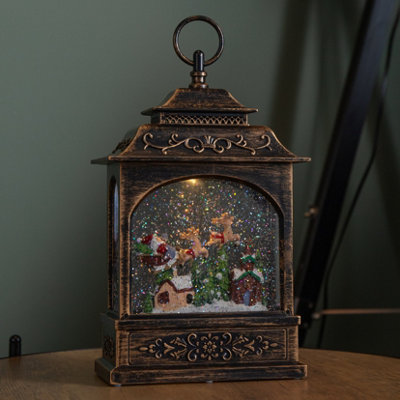 28cm Bronze Light up Christmas Santa Water Spinner with Warm White LEDs ...