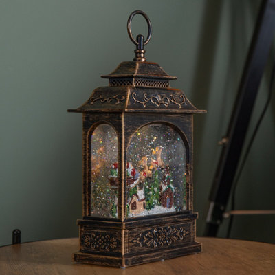 28cm Bronze Light up Christmas Santa Water Spinner with Warm White LEDs ...