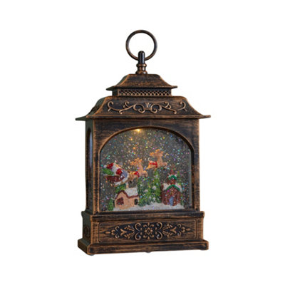 28cm Bronze Light up Christmas Santa Water Spinner with Warm White LEDs ...