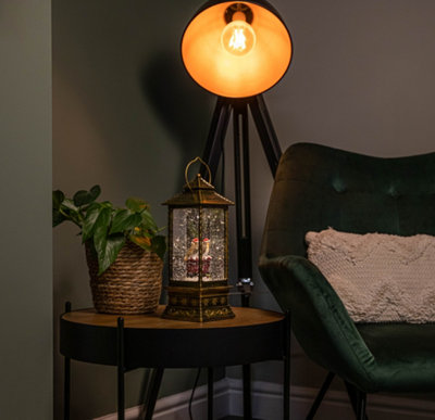 28cm Dual Powered Light up Christmas Robin with Santa Hat Water Spinner ...