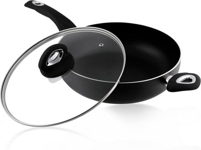 28cm Extra Large Wok (5.5L) with Glass Lid - Induction & All Hob ...